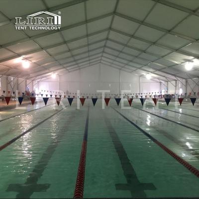 China 30m Width Permanent Outdoor Swimming Pool Marquee Tent with Plain White PVC Covers for sale