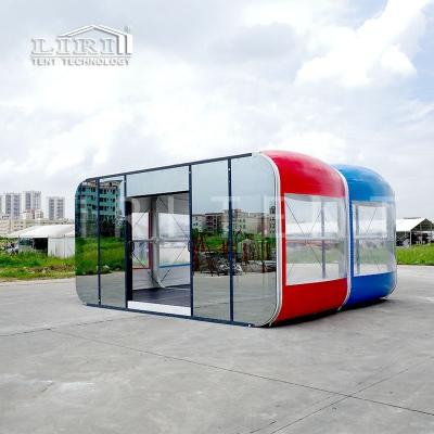China 6M Colorful Mobile House Inflatable Transparent Glass Glamping Tent for Man Cave Private Room for sale