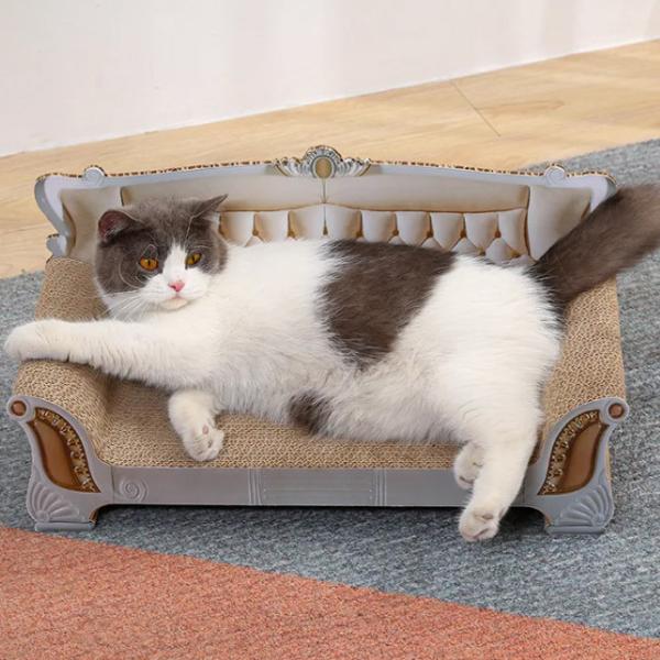 Quality Sofa-shaped Cat Scratching Board High-density Corrugated Paper Won't Drop Crumbs for sale