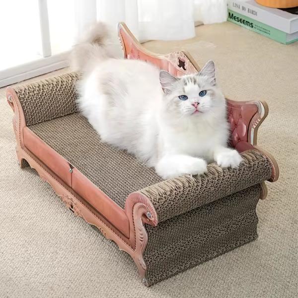 Quality Cat Claw Sharpening Supplies Corrugated Paper Sofa Shape Cat Scratching Board for sale