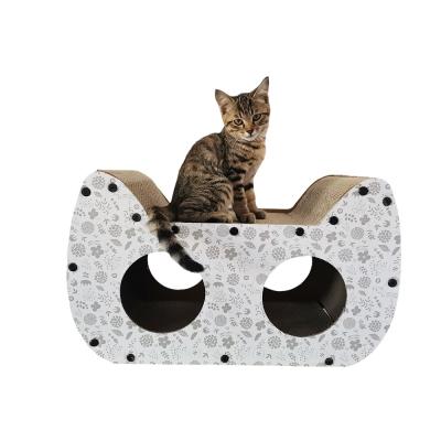 China Scratching Board Cardboard Scratch House Protector Corrugated Wholesale Cat Face Cat Head Shape Combinable for sale