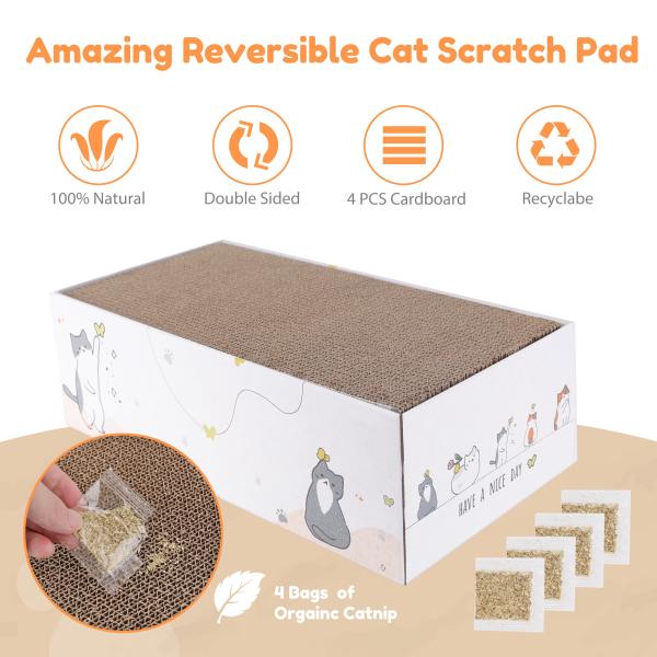 Quality 4 Pack Cat Scratch Pad with Box, Cardboard Cat Scratcher for Indoor Cats for sale