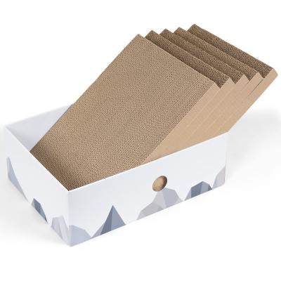 China Cat Scratcher Box with Heavy-Duty Double-Sided Cardboard Pad, Cardboard Lounger, Interactive Hole Design for sale