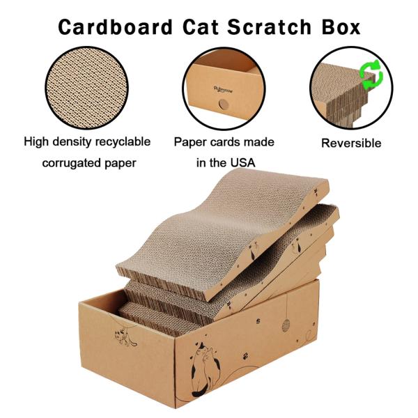 Quality Cat Scratcher Cardboard Scratch Pad Box for Indoor Cats,5pcs Scratching Board for sale