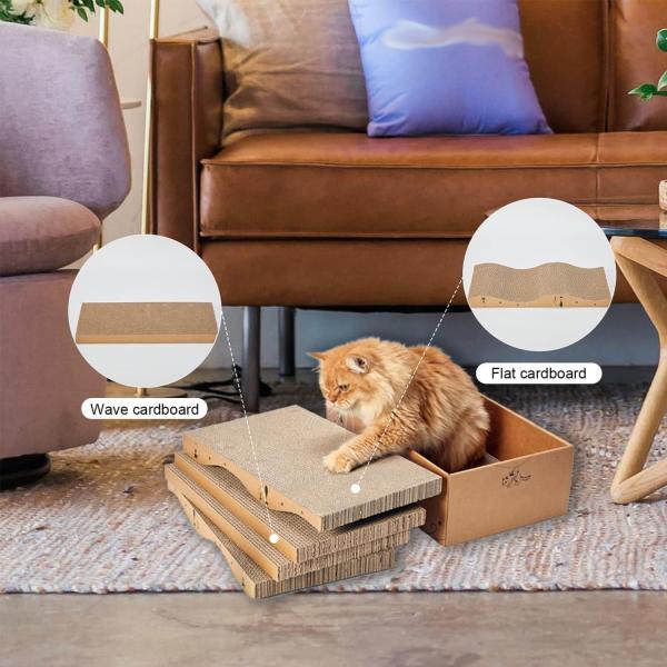 Quality Cat Scratcher Cardboard Scratch Pad Box for Indoor Cats,5pcs Scratching Board for sale
