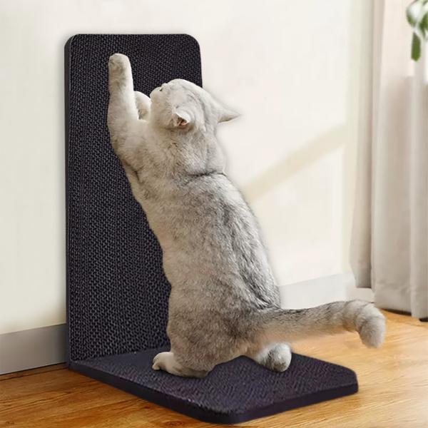 Quality Corrugated Paper Grip and Wear Resistance Black L-Shaped Cat Scratching Board for sale