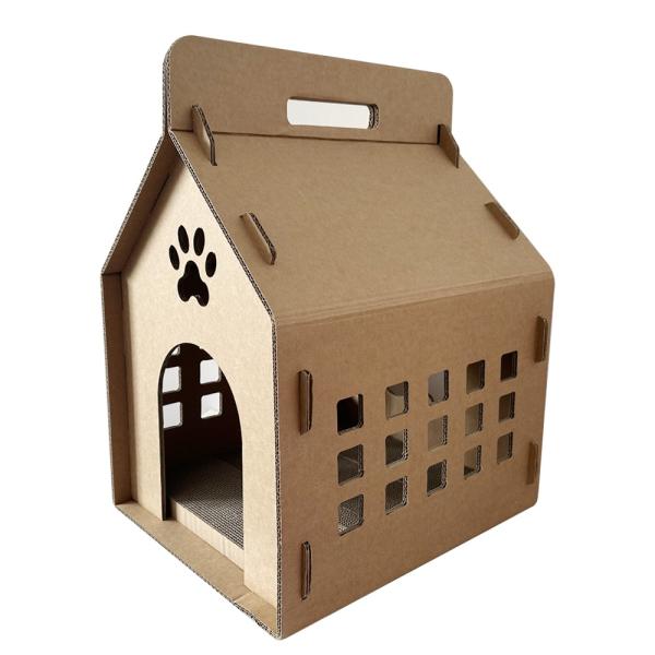 Quality Small House Shape Corrugated Cardboard Cat Scratcher Board Toy Corrugated House Cat Scratching Board OEM Wholesale for sale