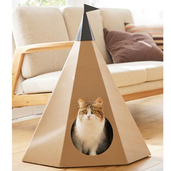 Quality Corrugated Paper Cat Scratcher Oem Tent-Shaped Cat Litter Scratching Board Combinable Tent Shape for sale