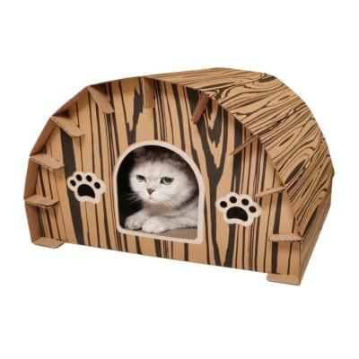 China Eco Friendly Corrugated Cardboard Cat House High Quality Board Small Pet House with Scratchers for sale
