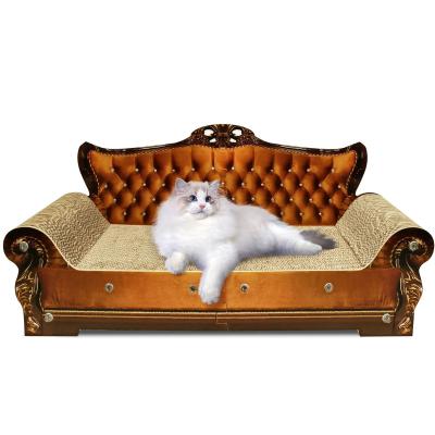 China Luxury Cardboard Cat Scratcher Sofa Bed, Couch Shaped Scratching Board, Cat Scratch Lounge with Catnip, Large Brown for sale