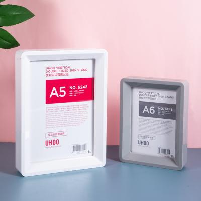 China Party Plastic Vertical UHOO Card Holder Double Sided Sign Stand A6 A5 A4 A3 for sale
