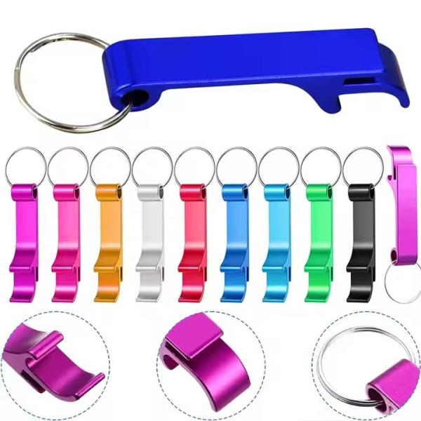 Quality Aluminum Bottle Opener Keychain – Custom UV Logo, 6.3cm for sale
