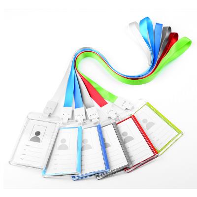 China Promotion Acrylic ID Card Holder Case Custom Retractable Badge Holder Lanyard for sale