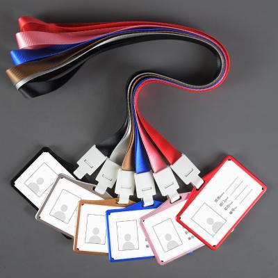 China Letter Aluminium vertical Id Card Holder Lanyard Badge Exhibition Personnel Badge for sale