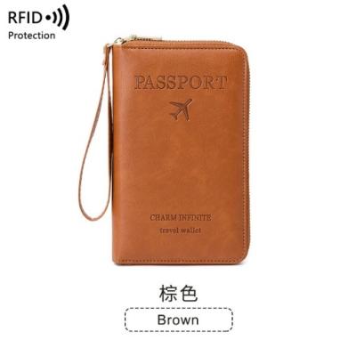 China Smart RFID PU Leather Passport Identity Card Wallet Business Card Holder 6 Inch for sale