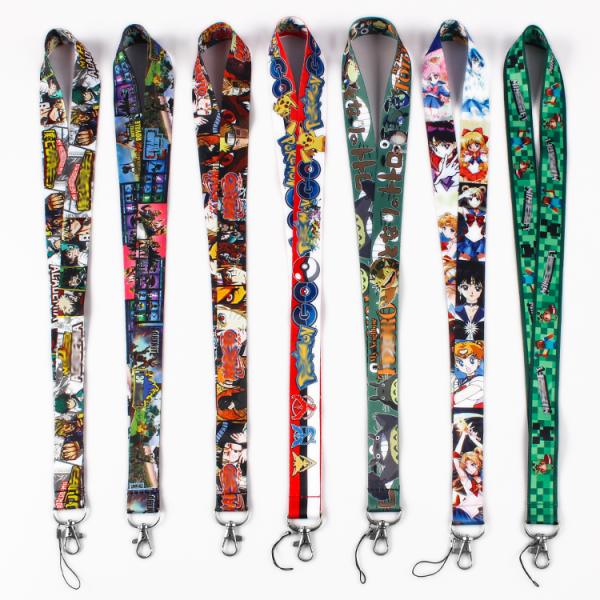 Quality Nylon Christmas Anime Identity Card Lanyard Custom Sublimation Printed For Staff Id for sale