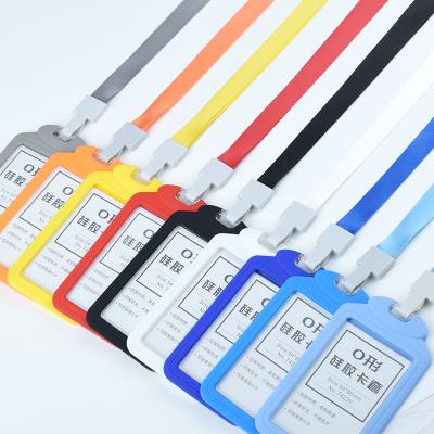 China Business Id Plastic Badge Holders Protector Lanyard Silicone High Transparent for sale