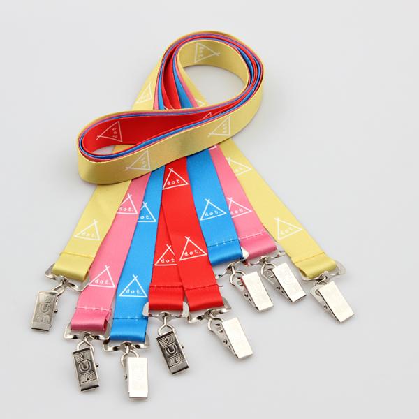 Quality Custom Polyester Badge Holder Lanyard – Double End Clip with Two Metal Hooks for sale