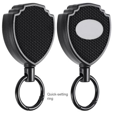 China Portable Retractable Id Card Holder Badge Reels PVC Plastic Keychain Belt Clip Custom for sale