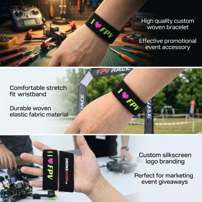 China Woven Fabric Sport Elastic Wristband Bracelet Silkscreen Printing Custom for sale