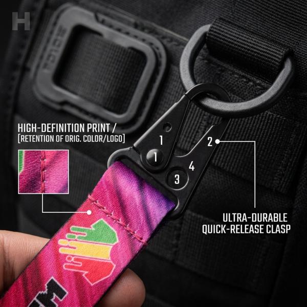 Quality Mobile Phone Polyester Sublimation Lanyard Key Holder Carabiner Metal Personalized for sale