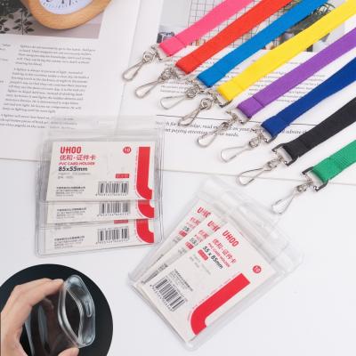 China Waterproof Crystal Clear Fold Resistant PVC ID Card Holder with Neck Lanyard for sale