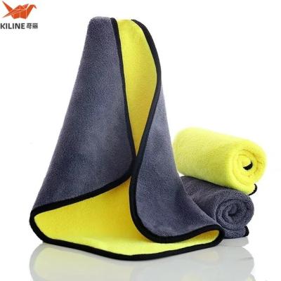 China Car Polishing Waxing Towel Super Quality Microfiber Double Sided Coral Fleece Kitchen Customized Printing Designs for sale