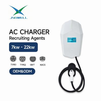 China 22kW EV Fast Charger Station Type 1 Type 2 32A IP65 Wall Mounted EV Charger CE Certified. for sale