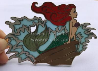 China Custom design metal beauty Laepl Pin with wholesale and satained glass for sale