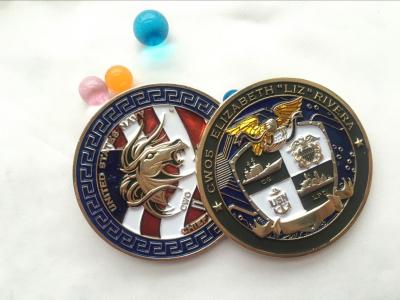 China Soft enamel Die casting Printing double side brass coin souvenir, custom military 3d challenge coin for sale