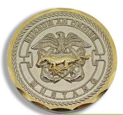 China Double Plating 3D design gold plating coin challenge Coin with diamond cut wave for sale