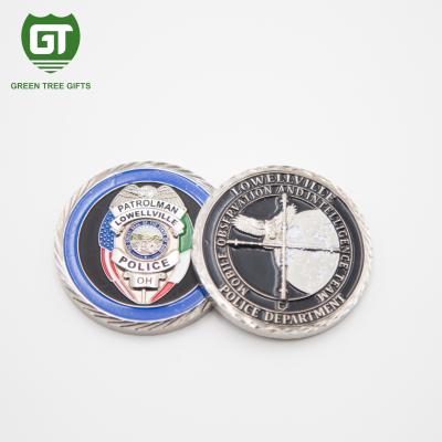 China 3D effects Police challenge Coin with silver plating challenge coin for sale
