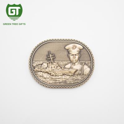 China Antique Gold Plating Hard Enemal Navy Challenge Coin with 3D effects for sale