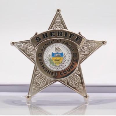 China 2.75inch Shinny Silver Plating Custom police badge with custom logo for sale