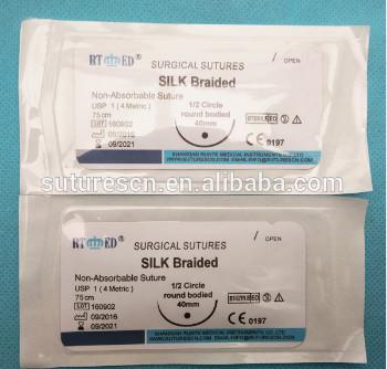 China Natural Black Braided SILK Suture ,Non-absorbable, Sterile Disposable Surgical Medical Suture,CE/ISO Approved for sale