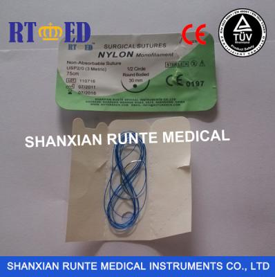 China CE&ISO Approved,SurgicaSterile NonAbsorbable Monofilament Black/Blue Nylon Suture with needle(Catgut/PGA/PGLA/PDO/Polye) for sale