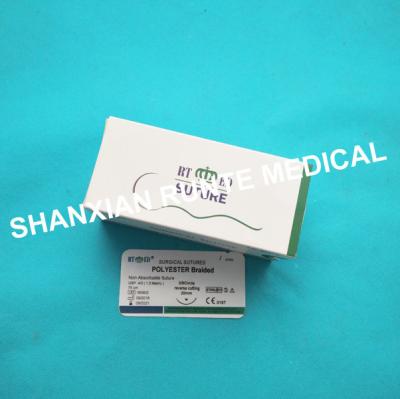 China Microsugery Medical Braided Green Polyester sutures with needle,Non Absorbable sterial, safe material of polyamide for sale