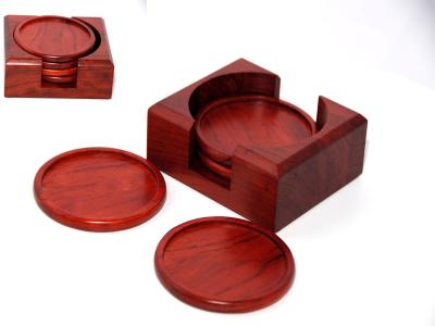 China Rosewood Round Cup Coaster set for sale