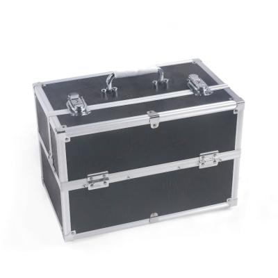 China Organizador de aluminio negro de la caja de almacenamiento del maquillaje/del cosmético de la vanidad del caso de la belleza de las mujeres en venta