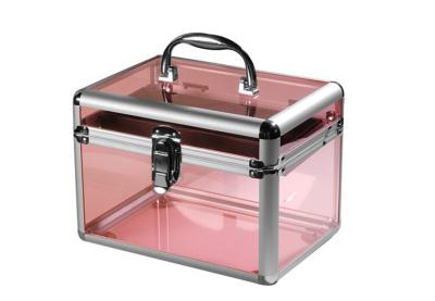 China Cajas de almacenamiento del rosa de la vanidad del organizador de señora Plastic Cosmetic Box Makeup del hogar en venta