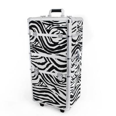 Cina Caso portatile di viaggio di trucco del carrello di bellezza della borsa cosmetica rosa della zebra in vendita