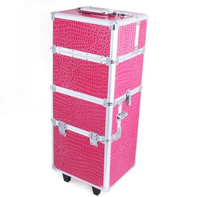 China Caja cosmética de la carretilla/caja de piedra roja del modelo de la caja del maquillaje de la carretilla con la cerradura del código en venta
