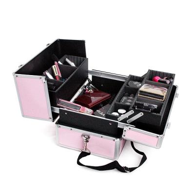 China Caja cosmética de las cajas de almacenamiento rosadas, organizador cosmético duplicado del almacenamiento en venta