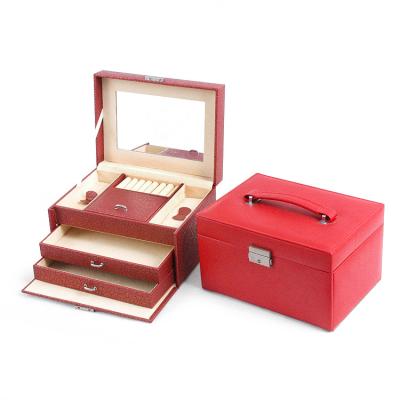 Cina Scatole di stoccaggio cosmetiche di bellezza dell'organizzatore della borsa della cassa di cuoio rossa di trucco in vendita