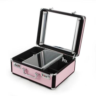 Cina Stazione accesa sveglia rosa di trucco con lo specchio, caso cosmetico con luce in vendita