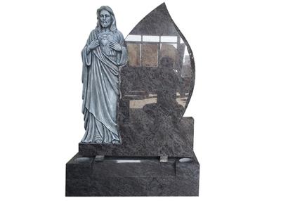 China Angel Holding Heart 30.5x30.5cm 1cm Black Granite Tombstone for sale
