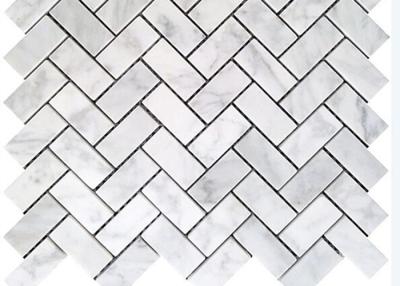 China Hand Cutting 10×10mm 7mm Tumbled Marble Mosaic Tiles for sale