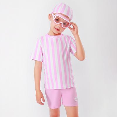 China Breathable UOOWA  Swimming Suit two Piece striped Kids Bathing Suits Beachwear Baby Boy Girl Swimsuit  swimwear factory
