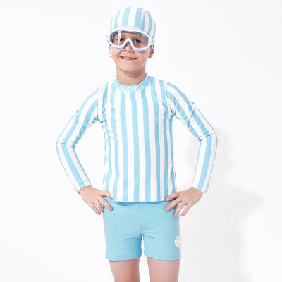 China Breathable UOOWA  Children Swimming Suit two Piece striped Kids Bathing Suits Baby Boy Girl Swimsuit  swimwear beachwear factory