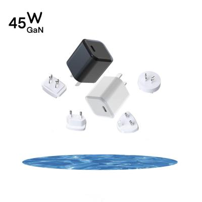 China Factory Intelligent Mobile Phone QC3.0 PD 45W GaN Adapter USB Type-C USB-C Multi 2 Port Universal Foldable Plug Fast Charger for sale